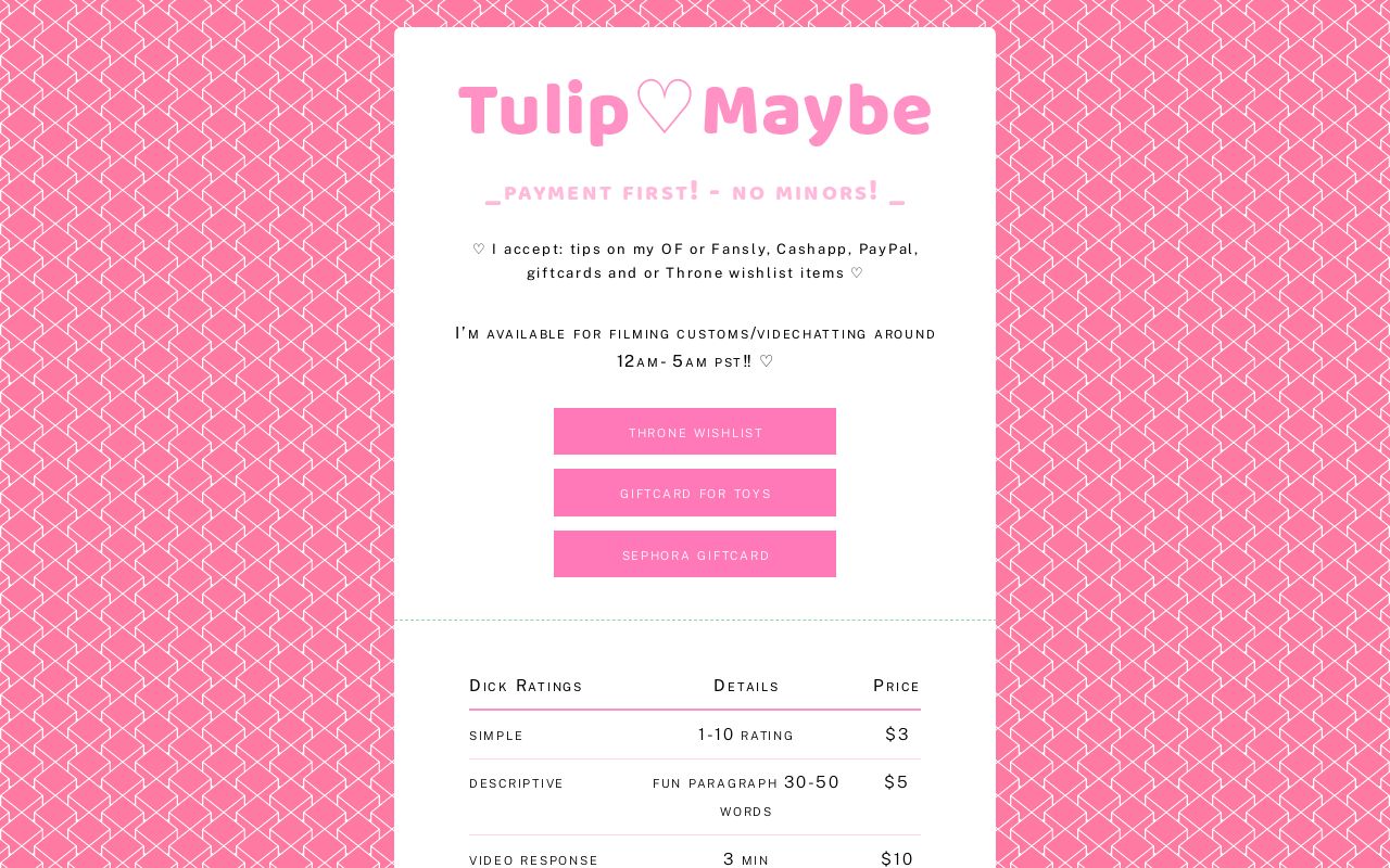 tulip's menu